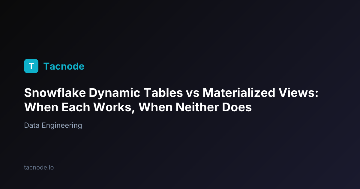 Snowflake Dynamic Tables vs Materialized Views: When Each Works, When ...